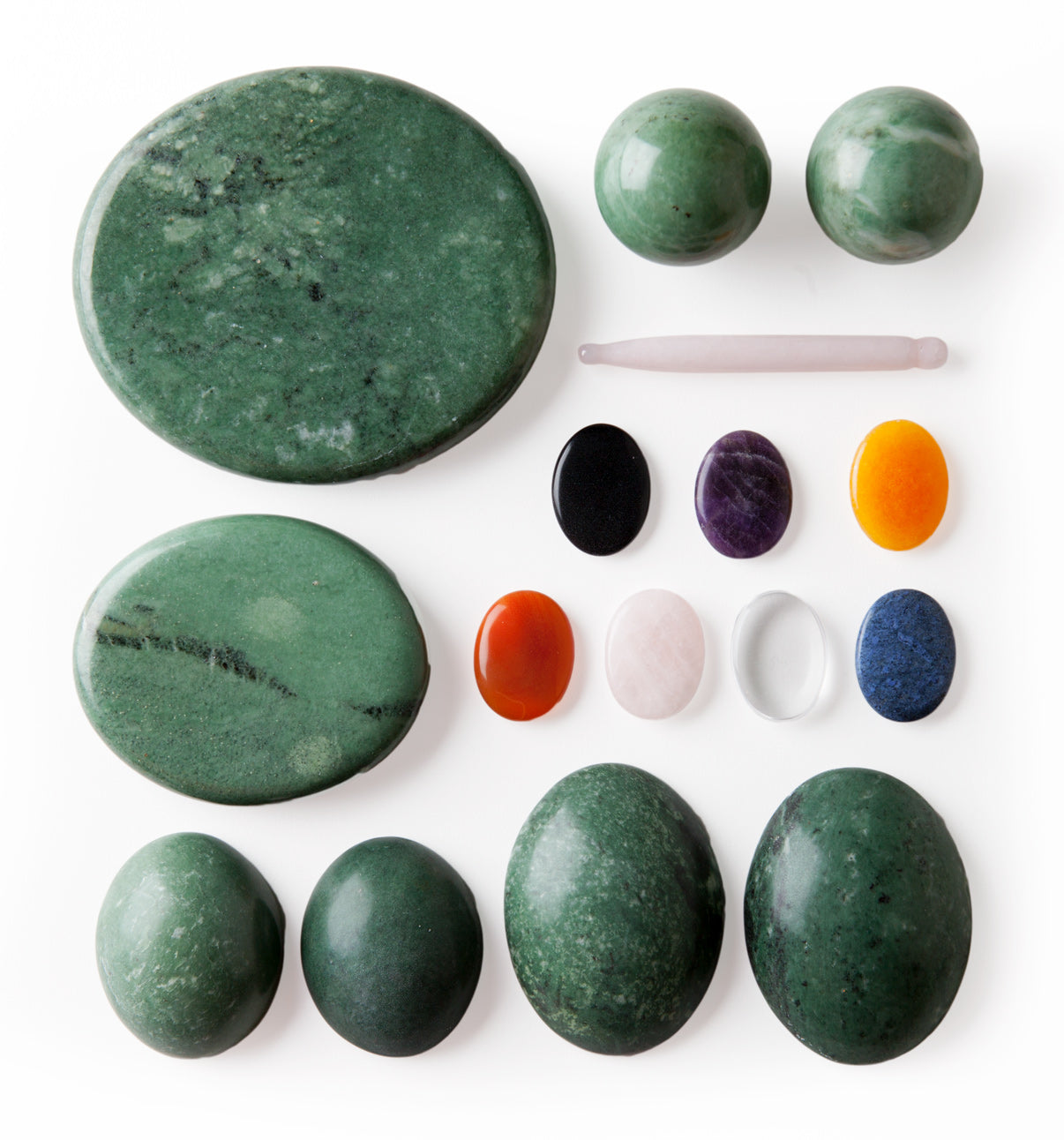 Chakra Jade Stone Set - 16 Stones + Jade DVD – The Stone Massage Company